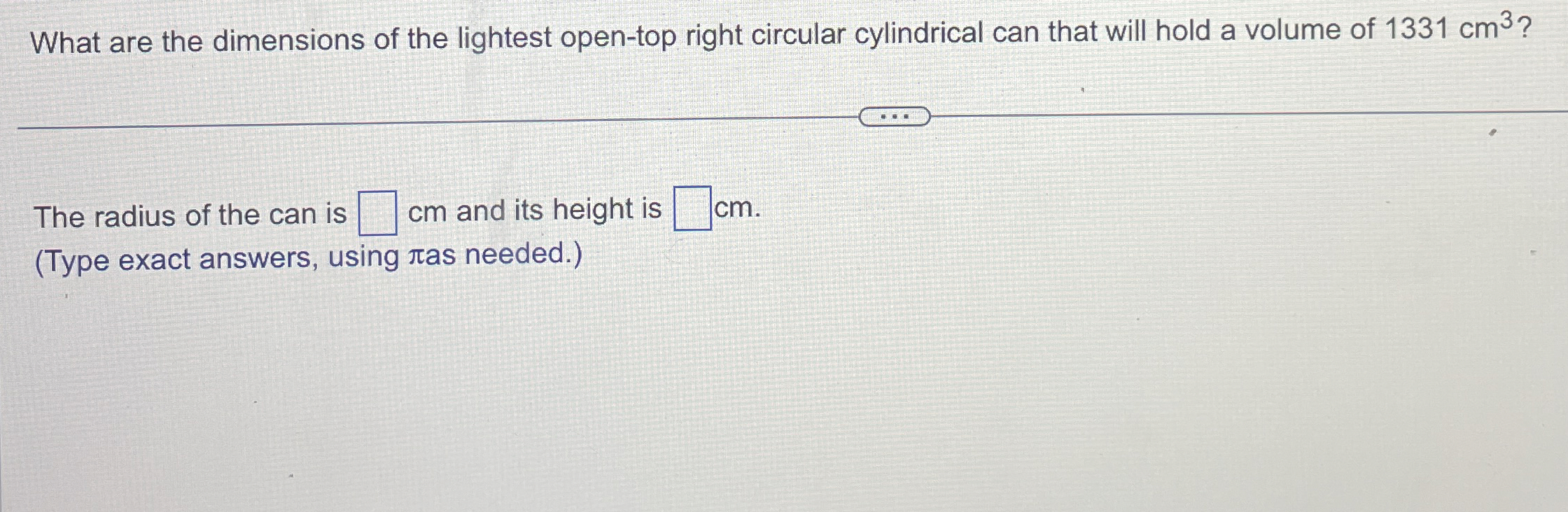 Solved What are the dimensions of the lightest open-top | Chegg.com