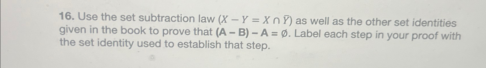 Solved Use the set subtraction law )=(x∩bar (Y) ﻿as well as | Chegg.com