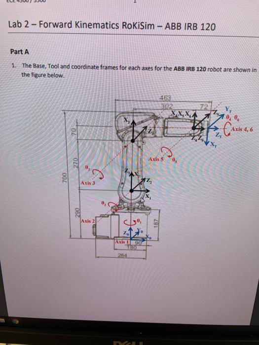 Lab 2 - Forward Kinematics RoKişim - ABB IRB 120 Part | Chegg.com