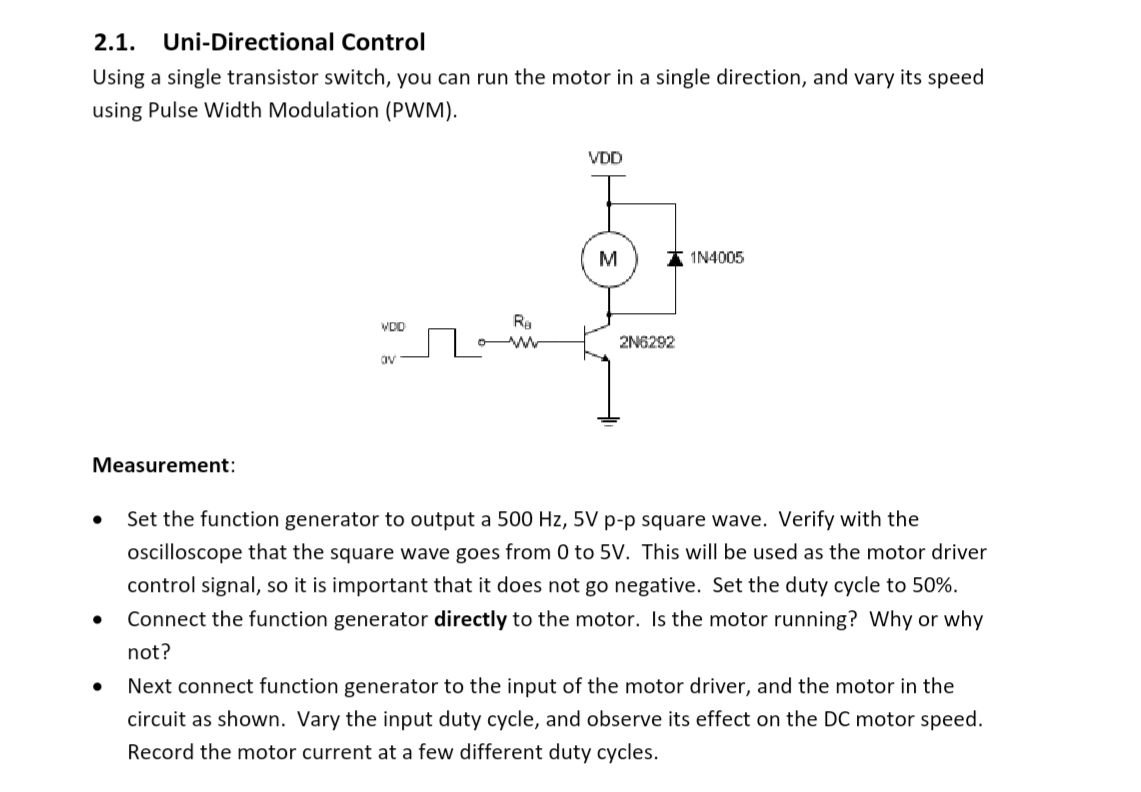 2.1. Uni-Directional Control Using a single | Chegg.com