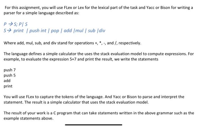 Solved For this assignment, you will use FLex or Lex for the | Chegg.com
