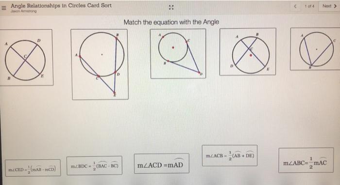 Solved Angle Relationships in Circles Card Sort 20 1 of 4 | Chegg.com