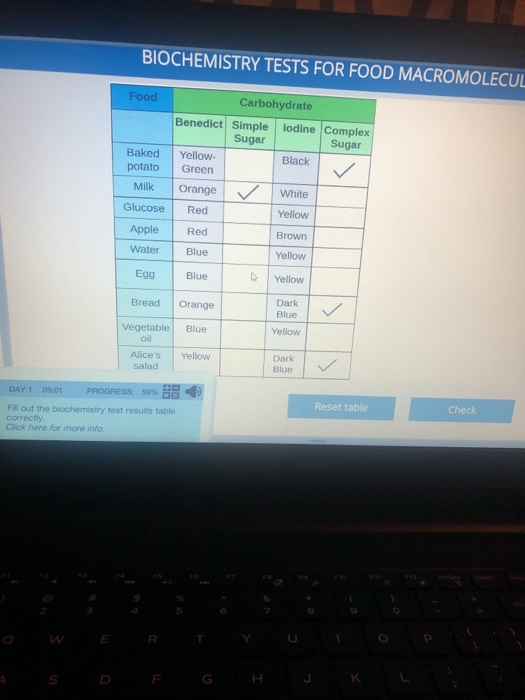 Solved BIOCHEMISTRY TESTS FOR FOOD MACROMOLECUL Food Baked | Chegg.com