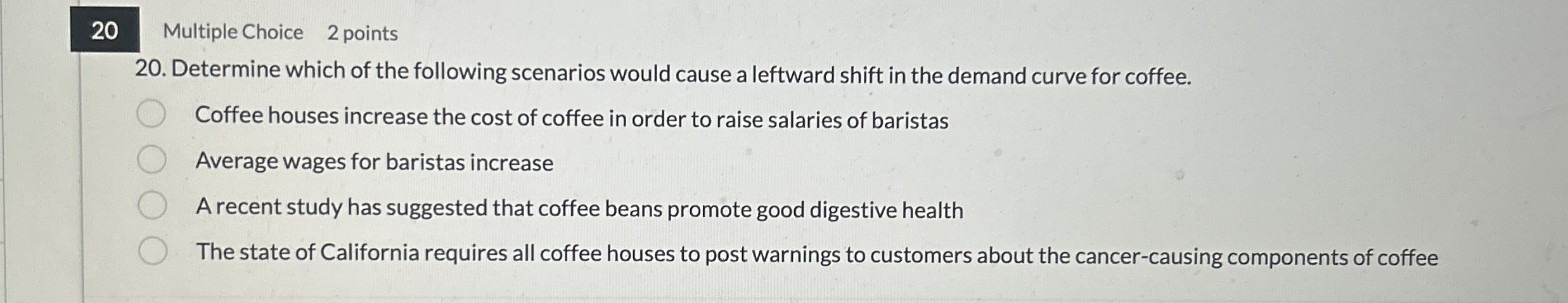 Solved 20Multiple Choice2 ﻿points20. ﻿Determine which of the | Chegg.com