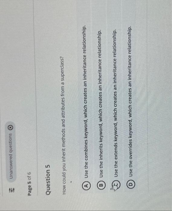 Solved Question 5 How Could You Inherit Methods And