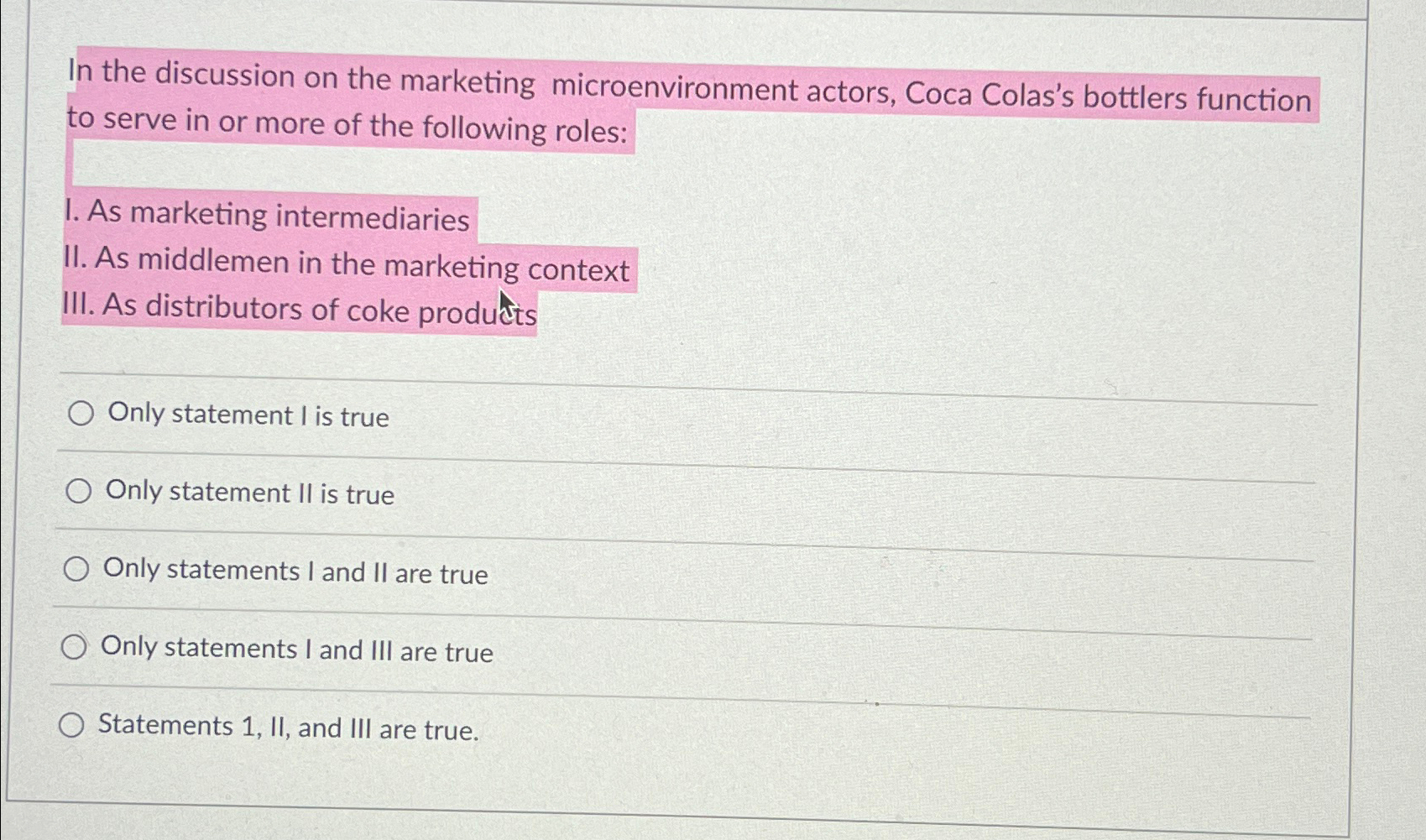 Solved In the discussion on the marketing microenvironment | Chegg.com