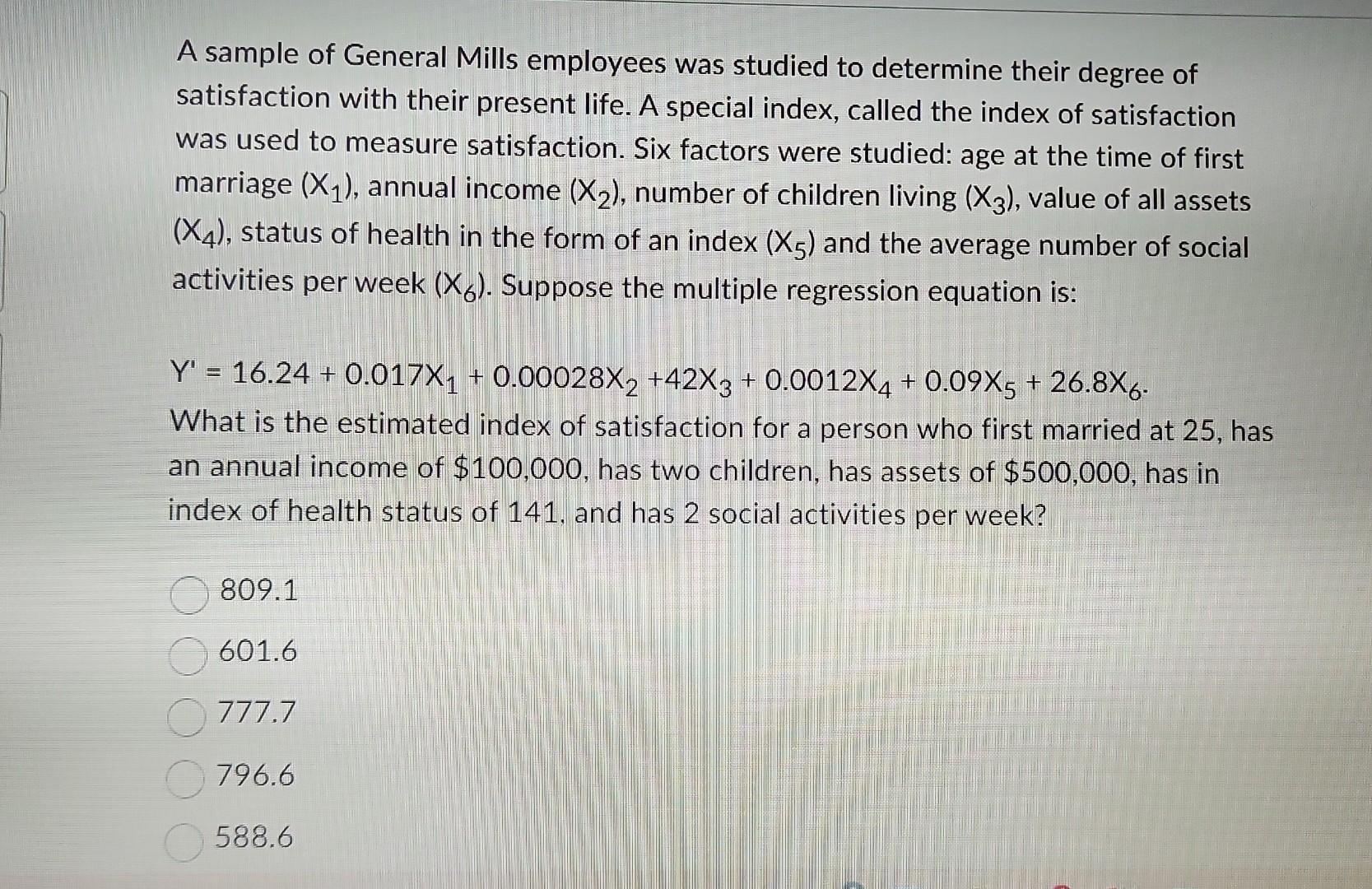 Solved A sample of General Mills employees was studied to | Chegg.com