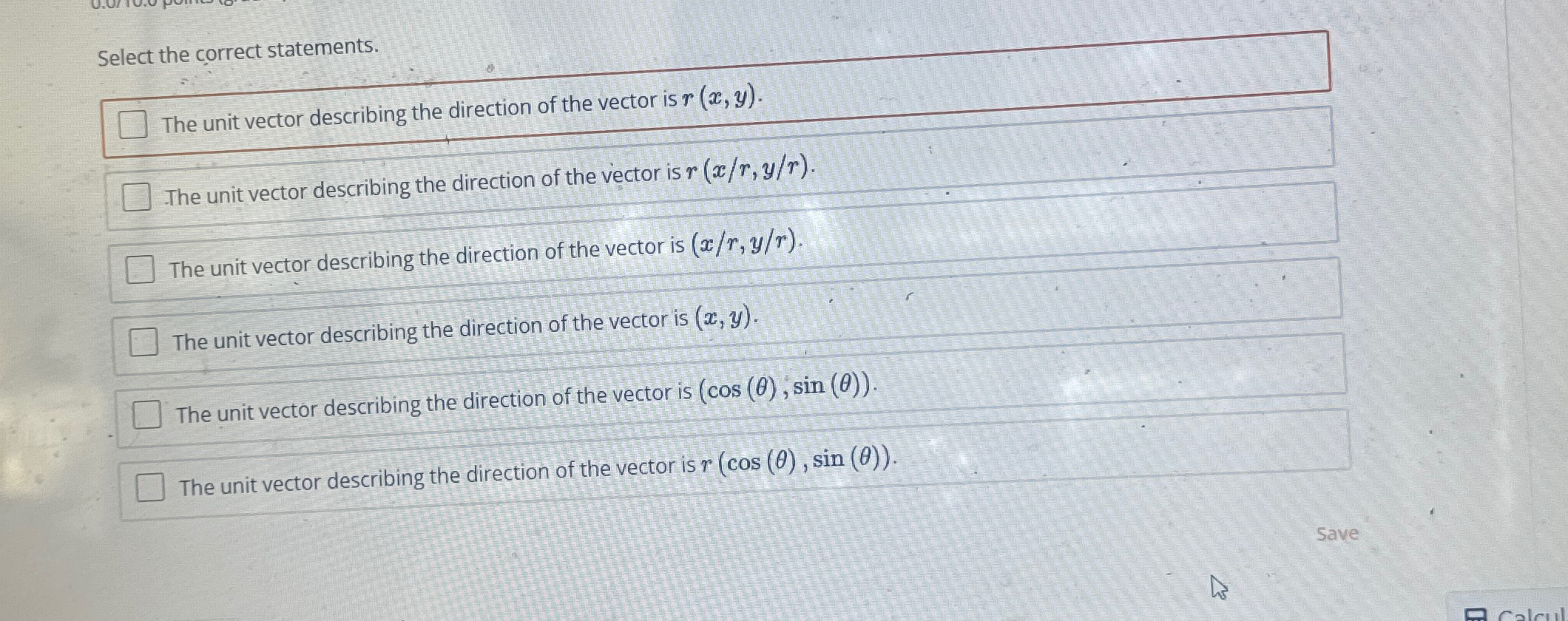 Solved Select the correct statements.The unit vector | Chegg.com