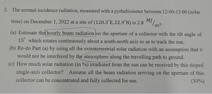 Solved 2. The normal-incidence radiation, measured with a | Chegg.com