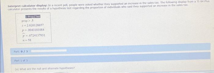 Solved Interpret calculator display: In a recent pol, people | Chegg.com