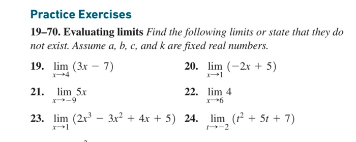 Solved Practice Exercises 19–70. Evaluating limits Find the | Chegg.com
