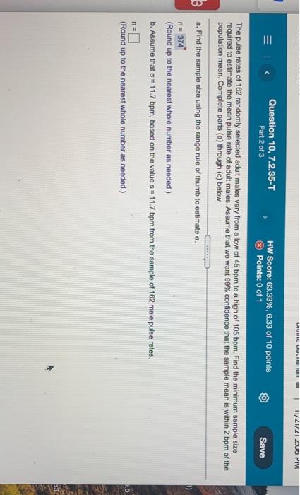 Solved Homework Section 7 2 Homework Question 6 7 2 13 T Hw