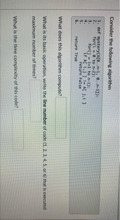 Solved Consider the following algorithm 2 Aw def | Chegg.com