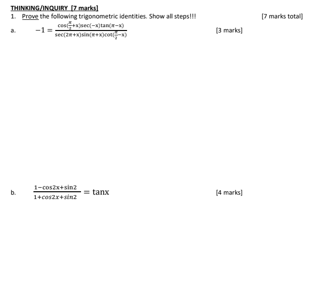 Solved THINKING/INQUIRY [7 ﻿marks]Prove the following | Chegg.com