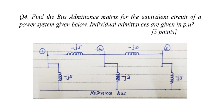 Solved Q4. Find the Bus Admittance matrix for the equivalent | Chegg.com