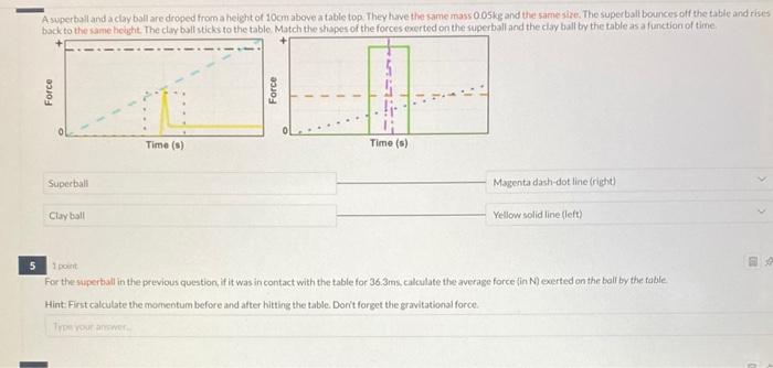 Solved A superball and a clay ball are droped from a height | Chegg.com