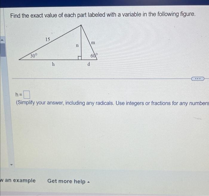 Solved Find the exact value of each part labeled with a | Chegg.com