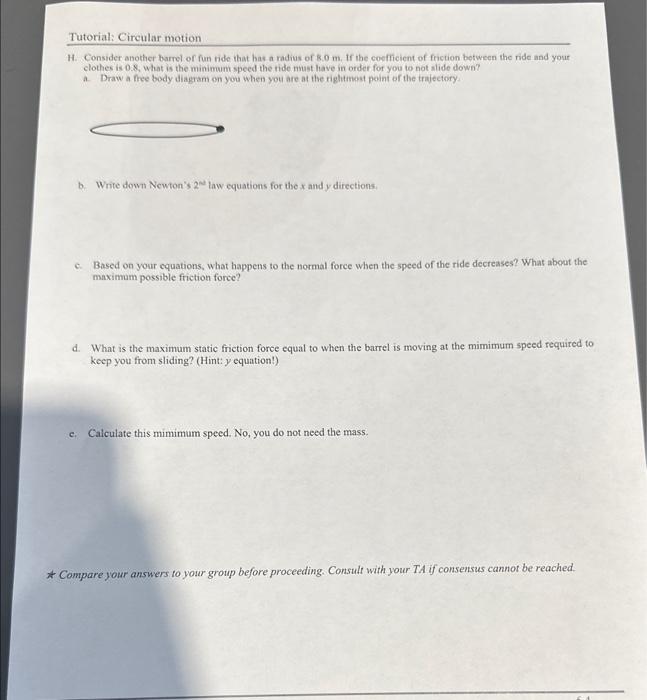 Solved H. Consider another barrel of fun ride that bas a | Chegg.com