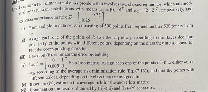 Solved 1.19 Consider a two-dimensional class problem that | Chegg.com