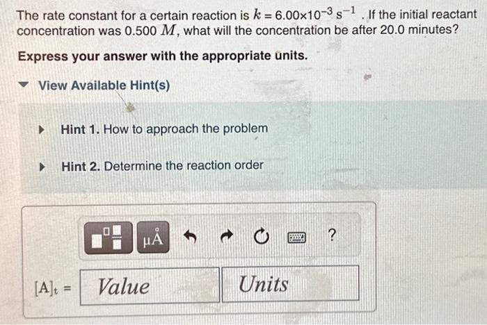 Solved The rate constant for a certain reaction is | Chegg.com