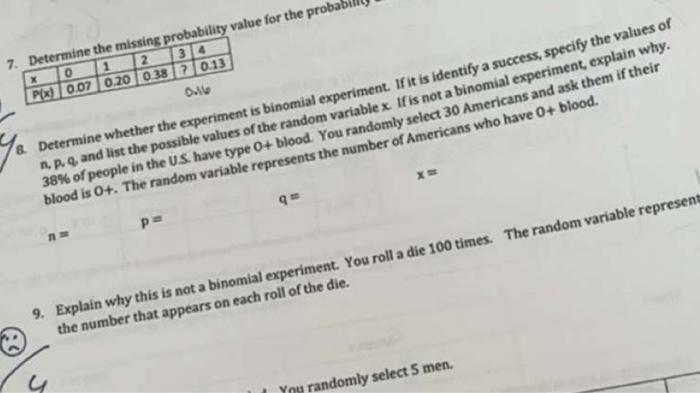 Solved 8. Determine whether the experiment is binomial | Chegg.com