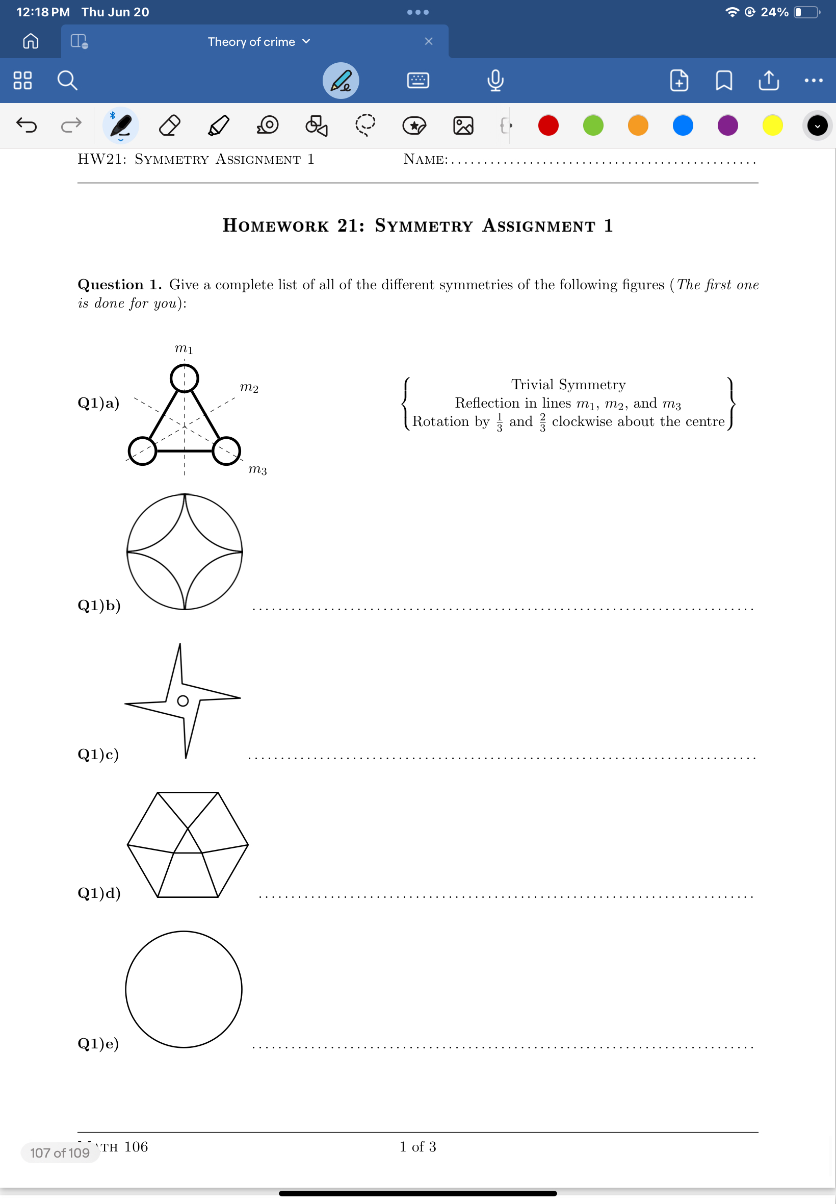 Solved HW21: Symmetry Assignment 1NAMEHomework 21: Symmetry | Chegg.com