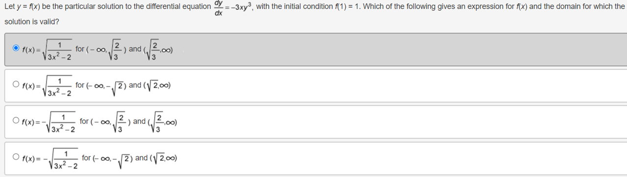Solved Let y=f(x) ﻿be the particular solution to the | Chegg.com