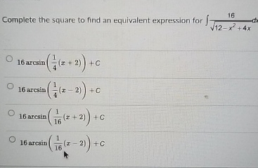 Solved Complete the square to find an equivalent expression | Chegg.com