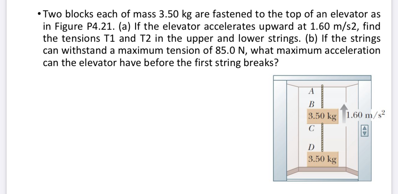 Solved Two blocks each of mass 3.50kg ﻿are fastened to the | Chegg.com