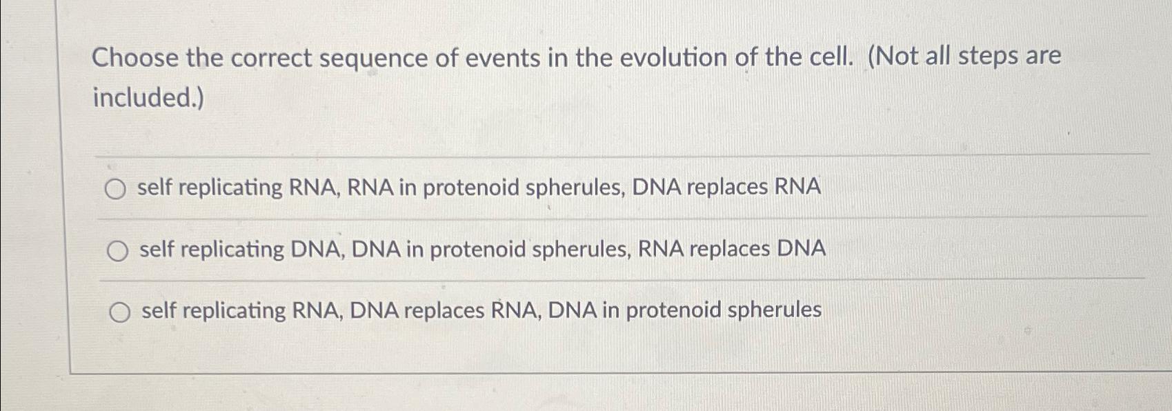 Solved Choose the correct sequence of events in the | Chegg.com