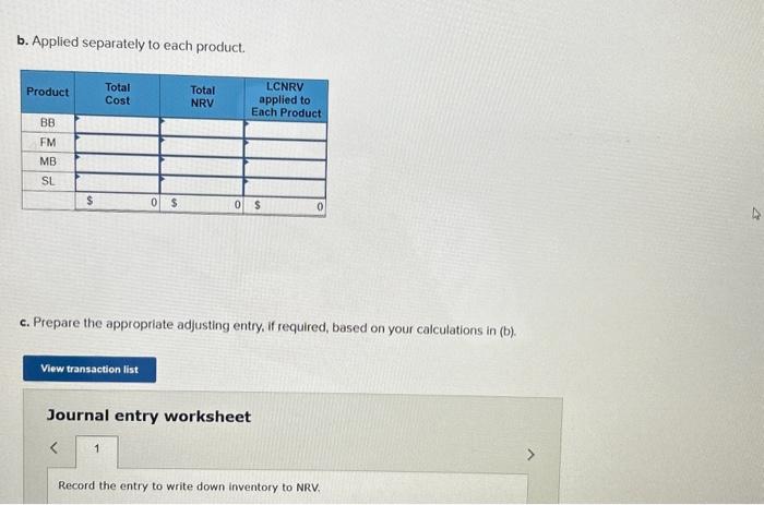 Solved Exercise 6-10 Lower of cost and net realizable value | Chegg.com