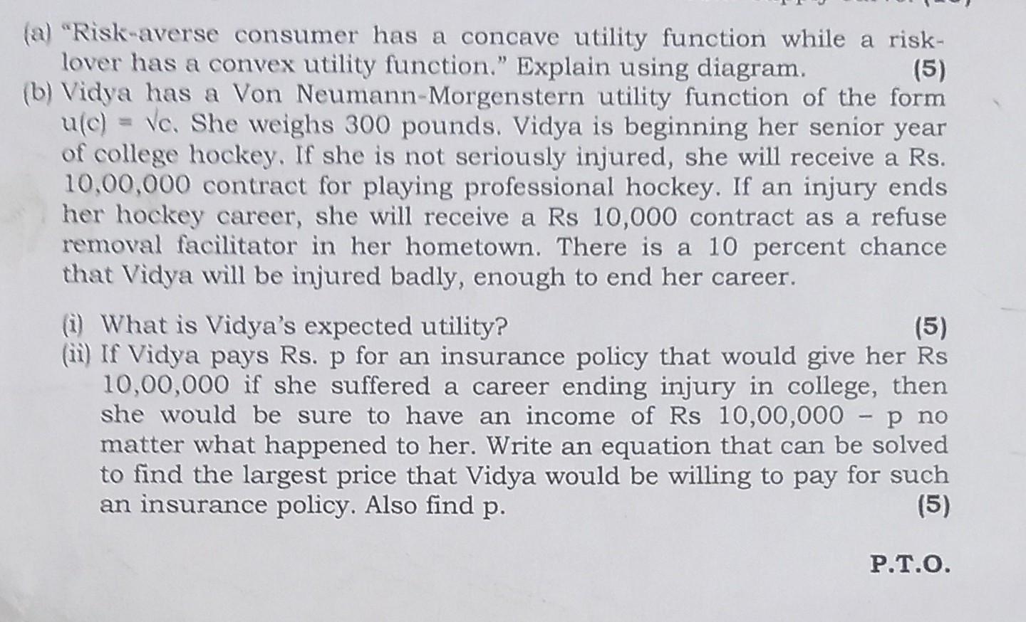 Solved (a) "Risk-averse consumer has a concave utility | Chegg.com