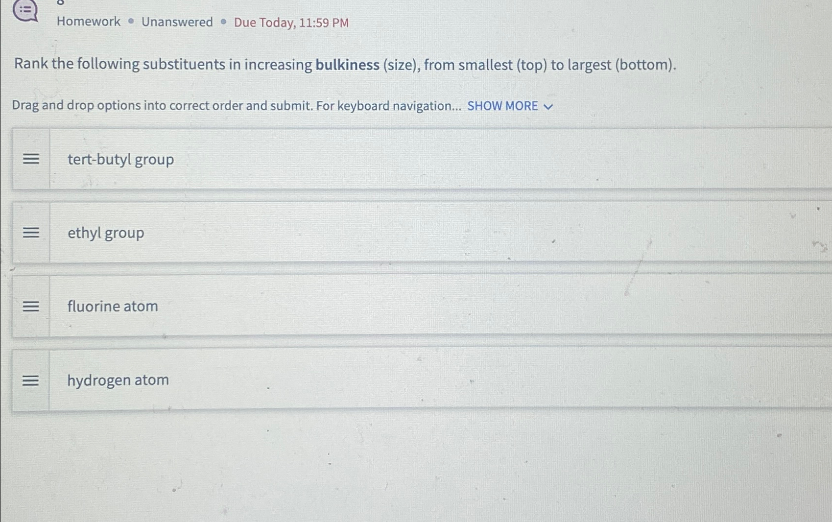 Solved Homework * ﻿Unanswered * ﻿Due Today, 11:59 ﻿PMRank | Chegg.com