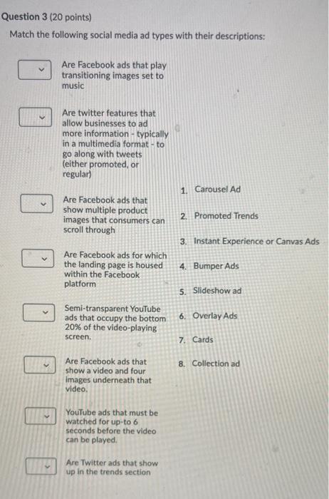 Solved Question 3 (20 points) Match the following social | Chegg.com