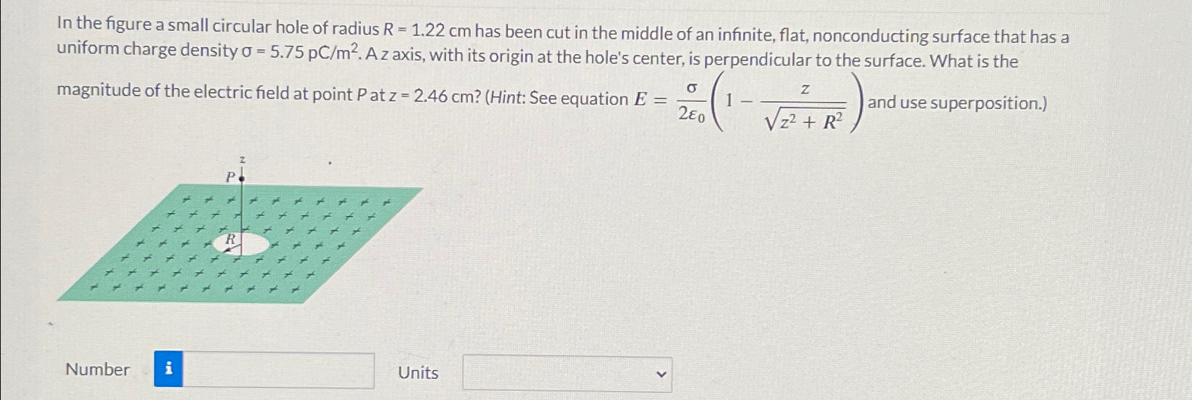 Solved In the figure a small circular hole of radius | Chegg.com