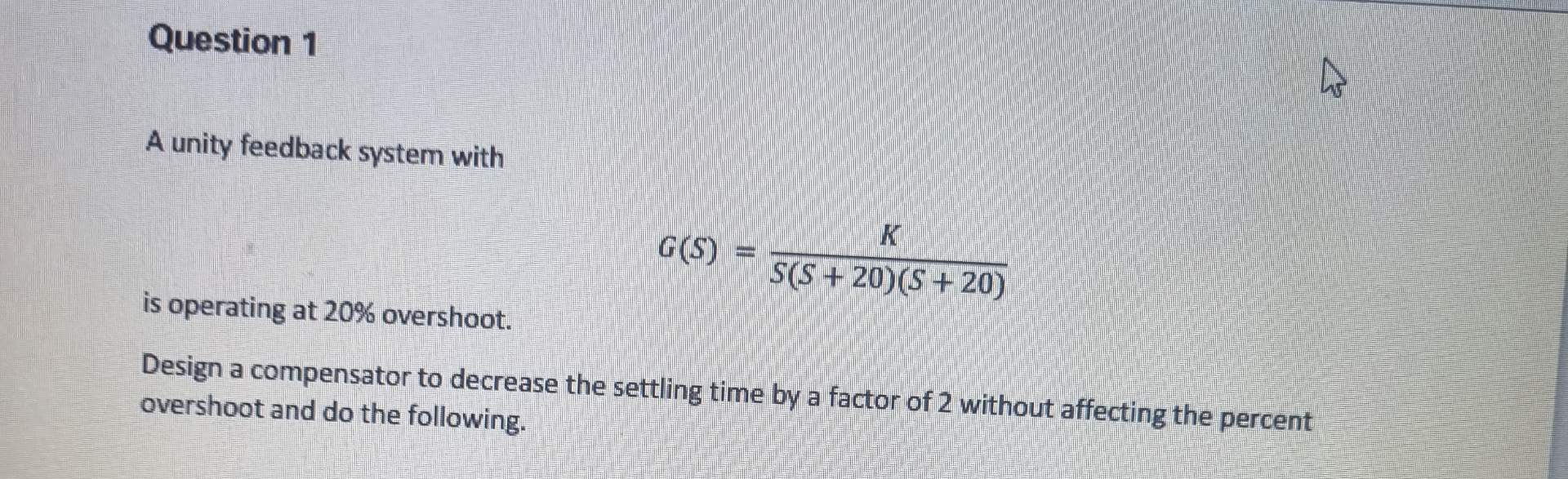 Solved Question 1A unity feedback system | Chegg.com
