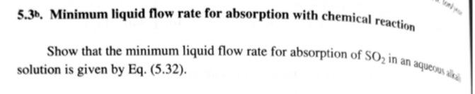 5.36. Minimum liquid flow rate for absorption with | Chegg.com