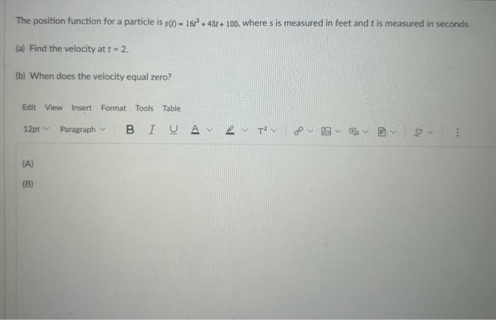 Solved The position function for a particle is | Chegg.com
