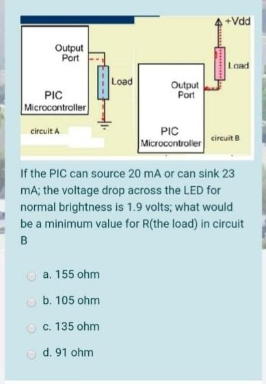 Solved +Vdd Output Port Load Load PIC Microcontroller Output | Chegg.com