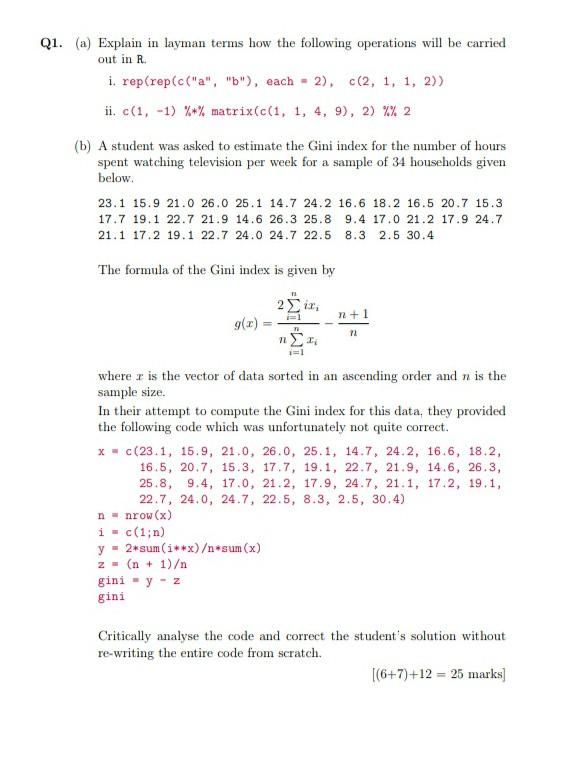 Solved Q1. (a) Explain in layman terms how the following | Chegg.com