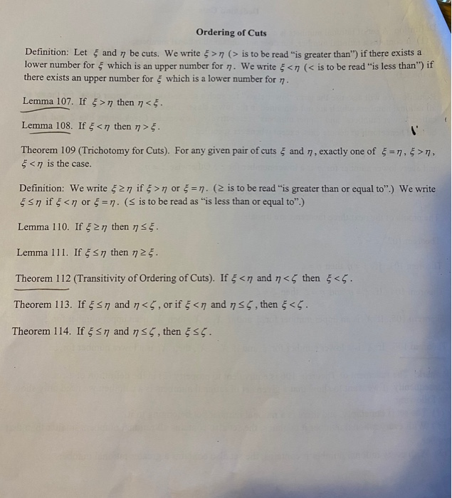 Solved Dedekind Cuts Definition: A set of rational numbers | Chegg.com