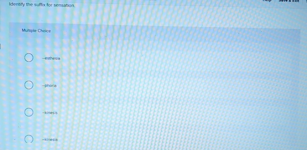 Solved Identify the suffix for sensation.Multiple | Chegg.com