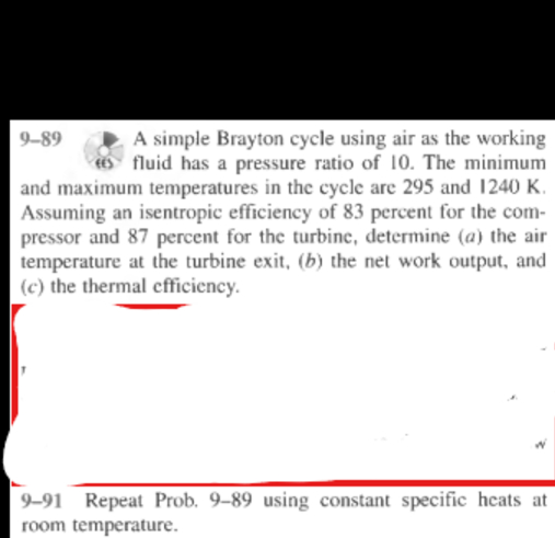 Solved DO 9-919-89 ﻿A simple Brayton cycle using air as the | Chegg.com