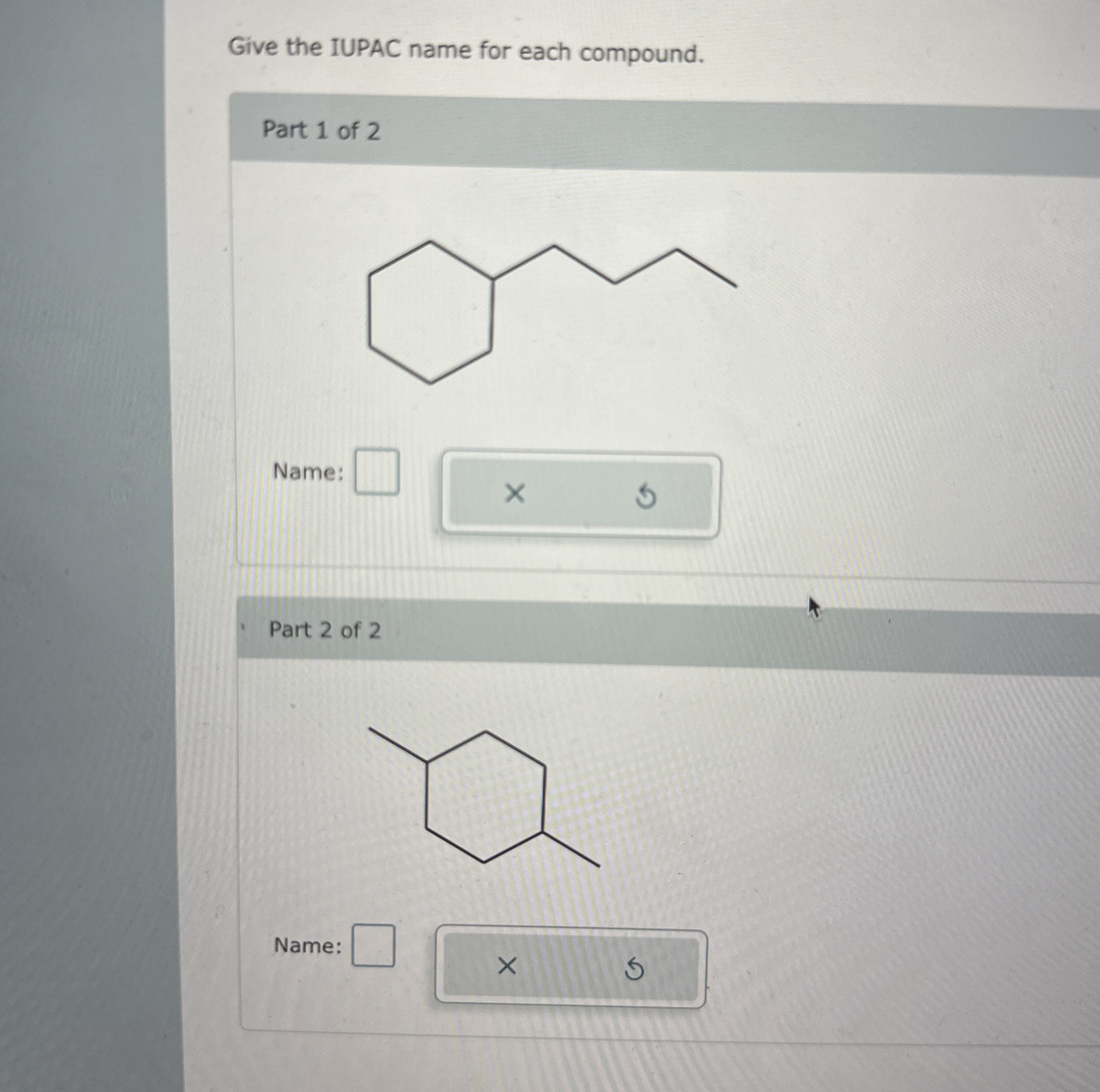 Solved Give the IUPAC name for each compound.Part 1 ﻿of | Chegg.com
