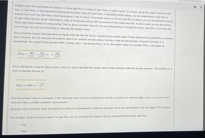 Solved SCOUT 0 x Present value (PV) represents the value of | Chegg.com