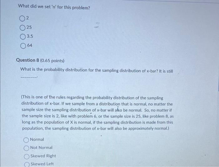 Solved What did we set ' n ' for this problem? Question 8 ( | Chegg.com