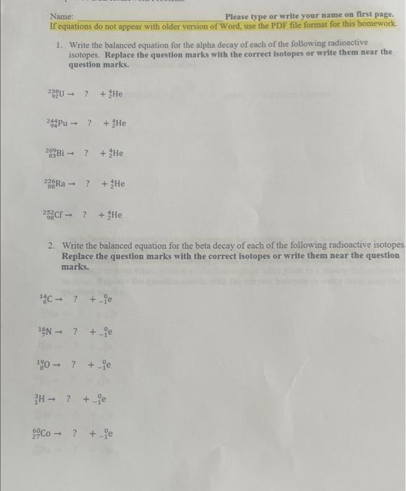 Solved Name: Please type or write your name on first page. | Chegg.com