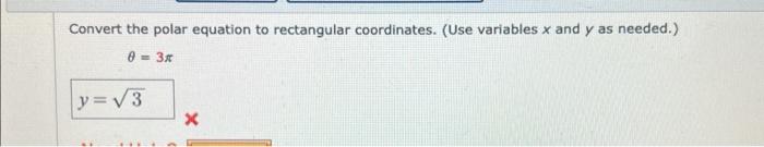 Solved Convert the polar equation to rectangular | Chegg.com