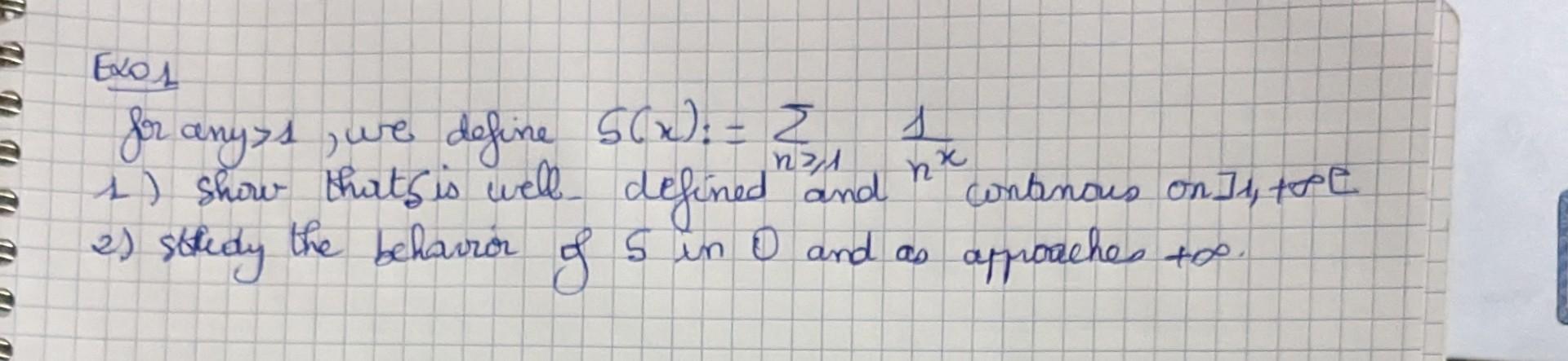 Solved ENo1 for any>1, we define \\( S(x):=\\sum_{n | Chegg.com