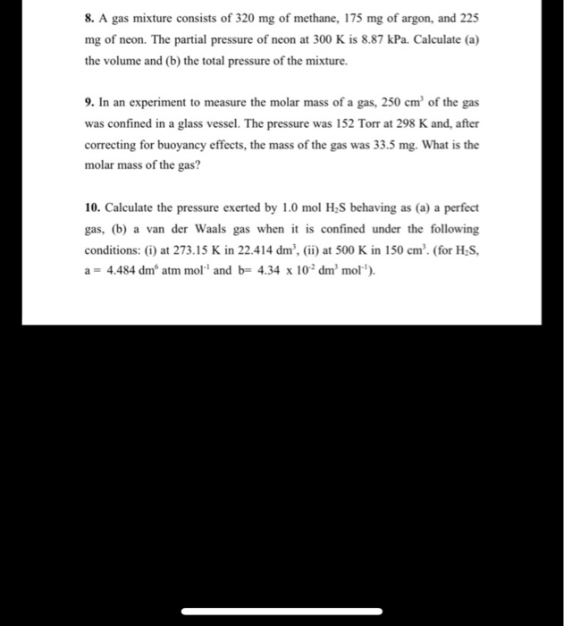 Solved 8. A gas mixture consists of 320 mg of methane, 175 | Chegg.com